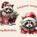 Clipart Christmas Raccoon Winter Card Scratch Book Print Sublimation ...