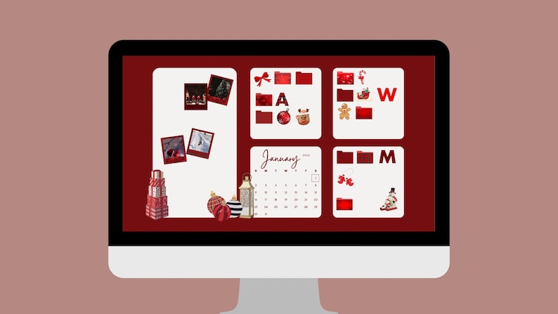 Christmas Desktop Folder Icons for Mac Red Burgundy - Etsy
