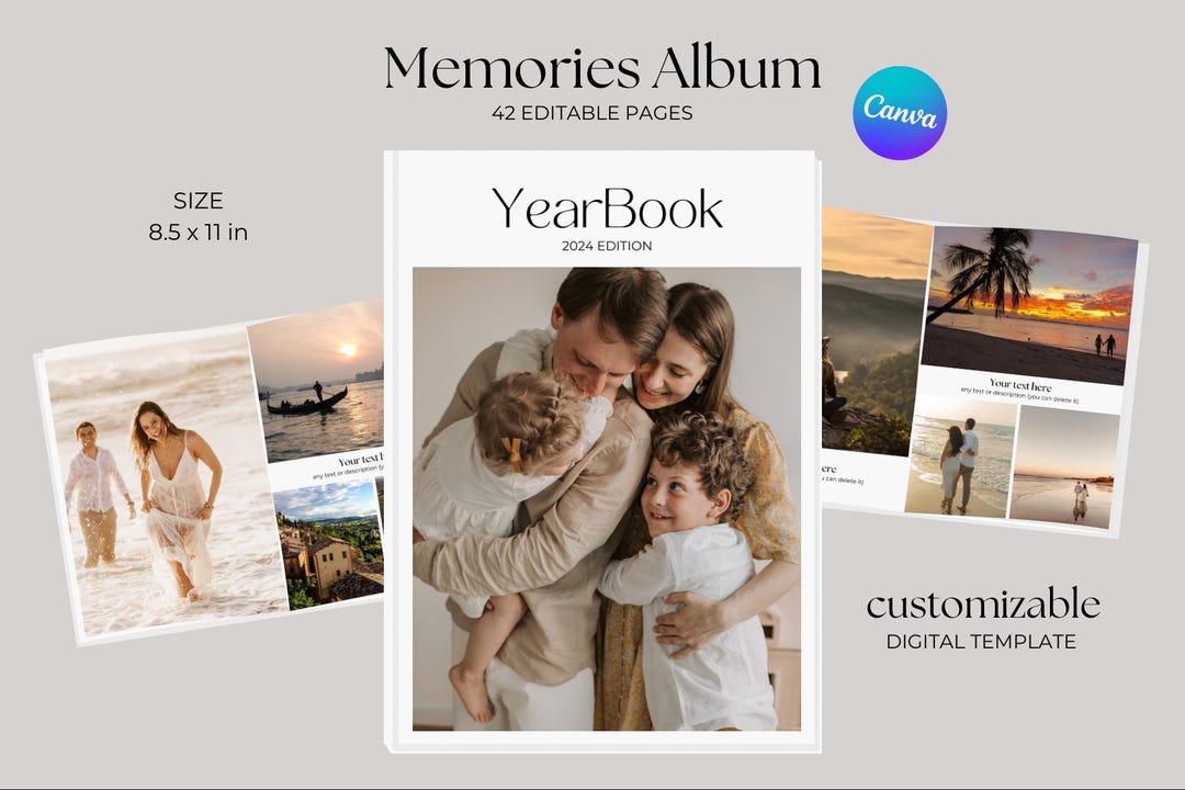 42 Page Photobook Canva Template, Family Album, Printable Picture Book ...