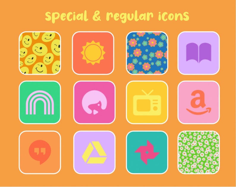 20000 App Icons Retro Summer Color Pop Yellow Orange | Etsy