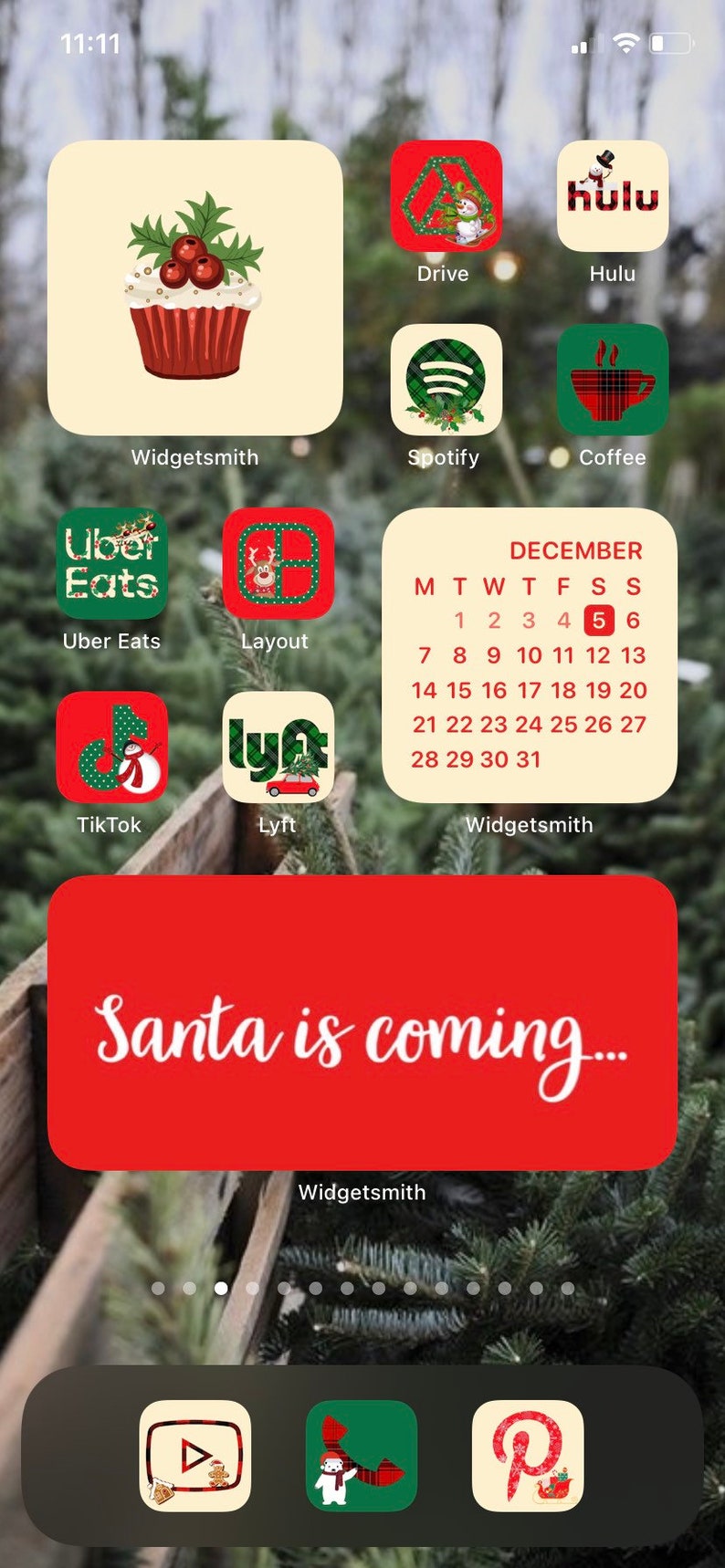 App Icons Vintage Christmas Ios 14 Xmas Red and Green | Etsy