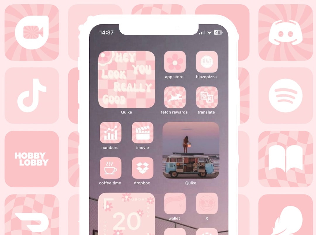 2,000+ App Icons Groovy Pink | Soft Retro, Pastel Pink, Catamel, Cute ...