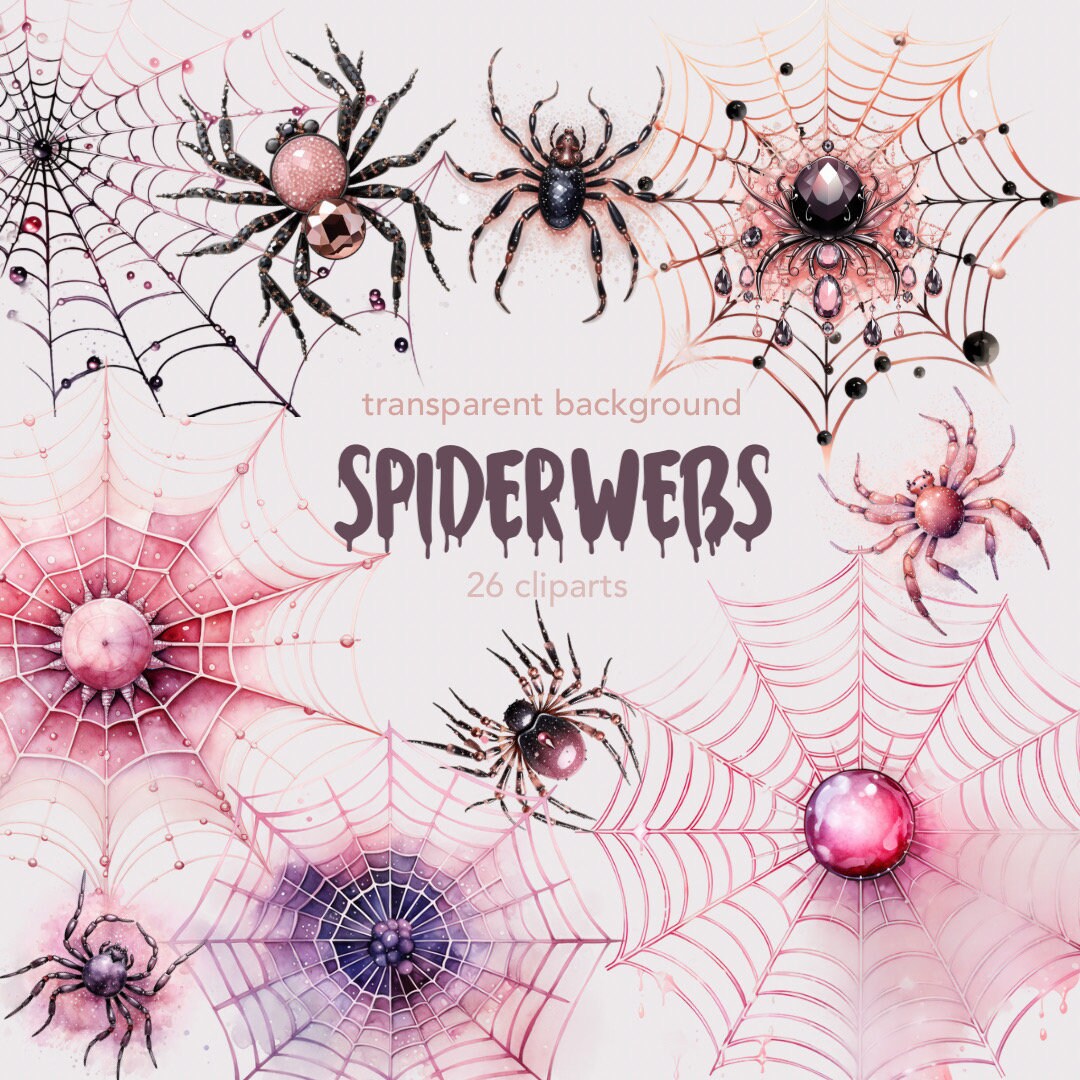 Halloween Clipart Spiderweb & Spider PNG Template Watercolor ...
