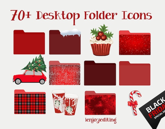 Christmas Desktop Folder Icons for Mac Red Burgundy - Etsy