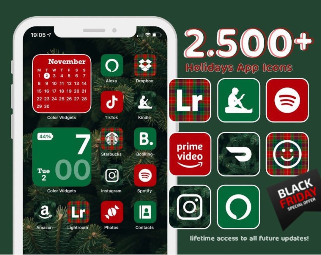 Christmas App Icons | Red, Green, Eve, Xmas, Holidays, Aesthetic Home ...
