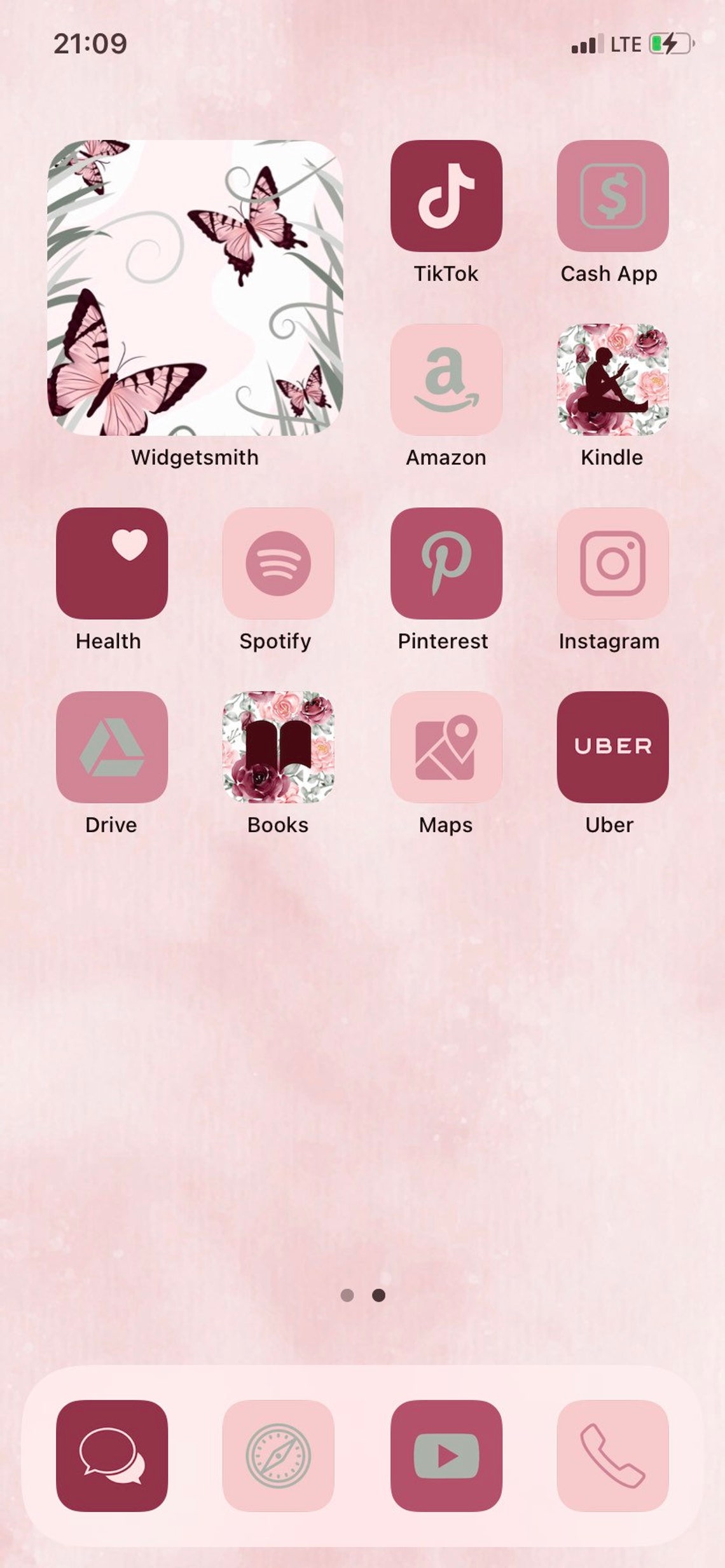 Rose Themed App Icons Ios 14 Pink Summer Floral Burgundy | Etsy