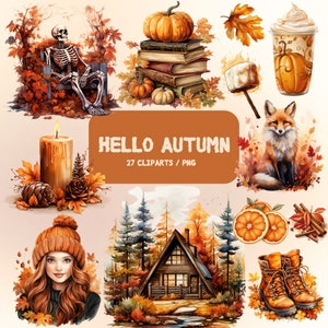 Hello Autumn Clipart PNG Template Downloadable Apple Pie Thanksgiving ...