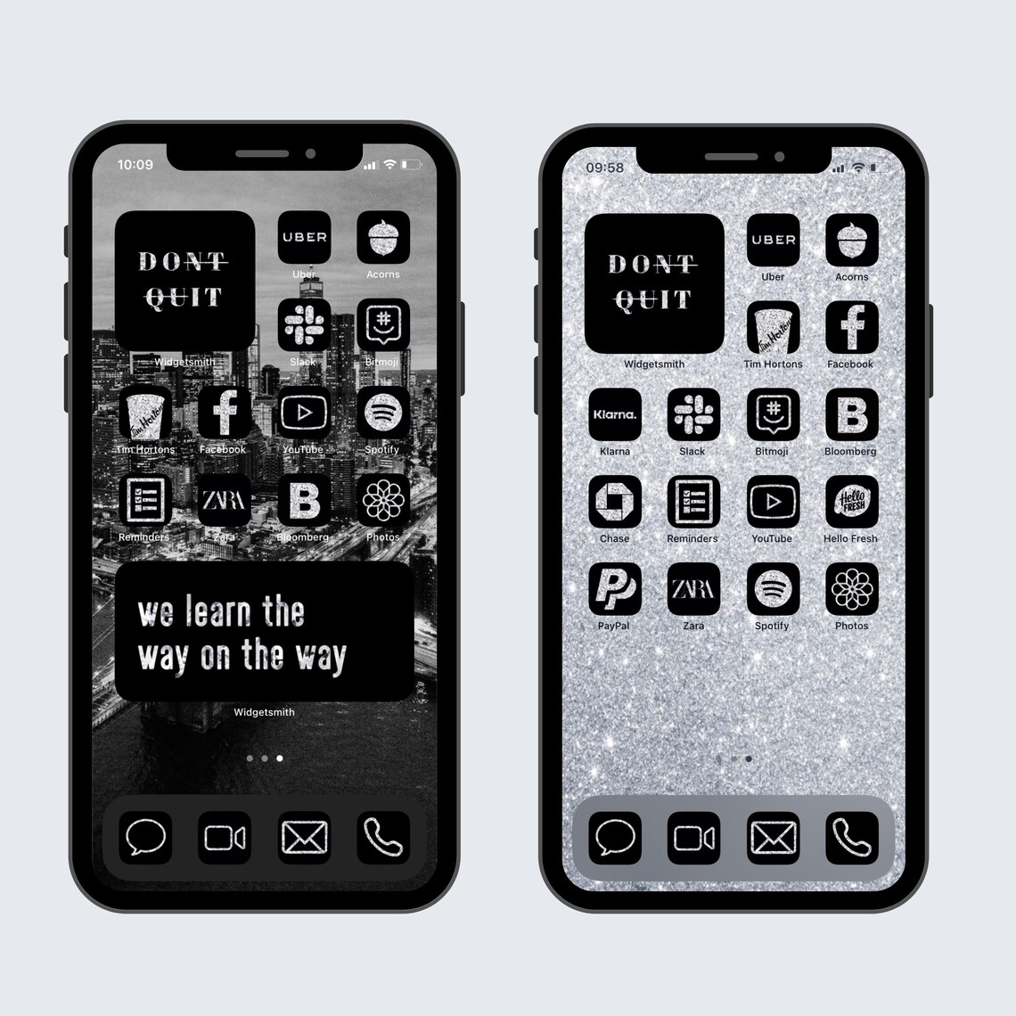 Ios 14 App Icons Posh Silver Glitter Sparkle Black Moody | Etsy