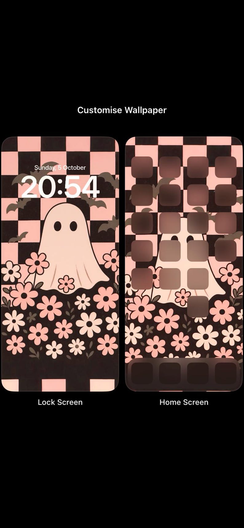 App Icons Retro Halloween, Pink, Orange, Black Ghost Web Widget ...
