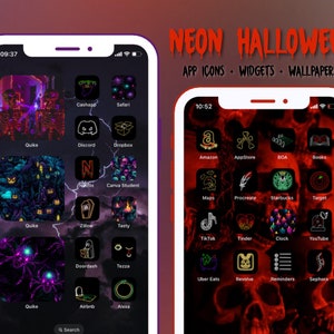 Halloween Neon App Icons, Red, Orange, Green, Yellow Homescreen, iPhone ...