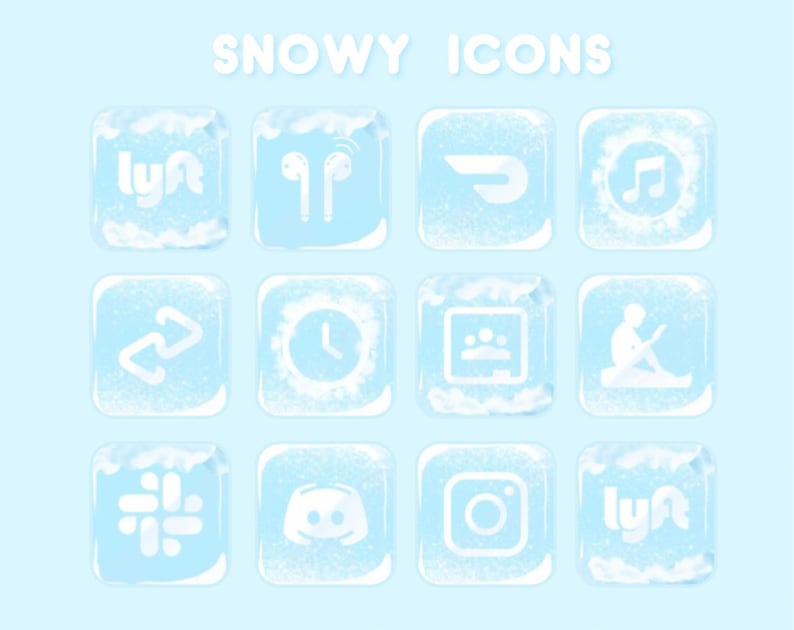 App Icons Snowfall Winter Baby Blue Snowy Aesthetic - Etsy