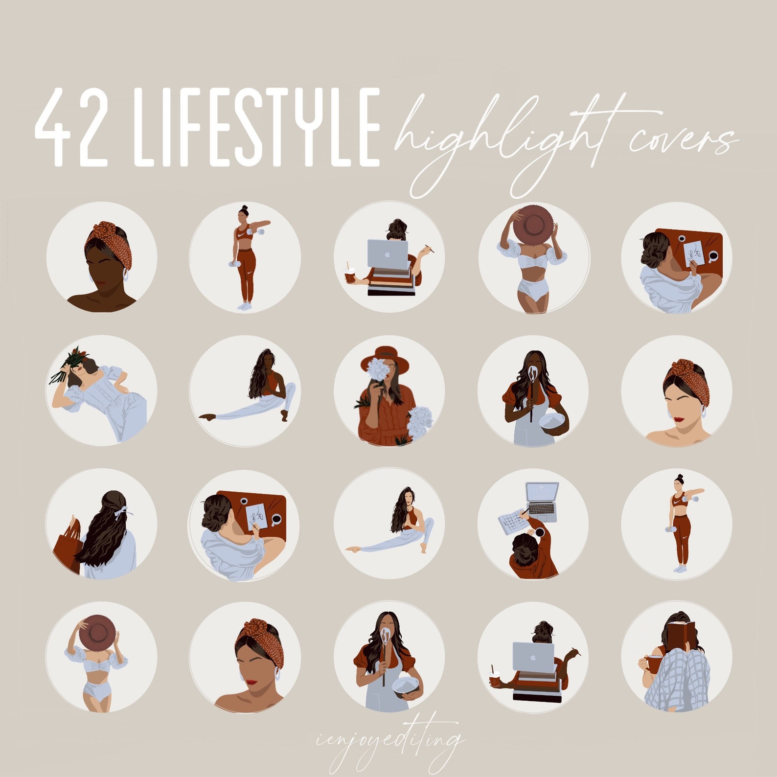 Lifestyle Highlight Covers for Instagram Trendy Neutral | Etsy