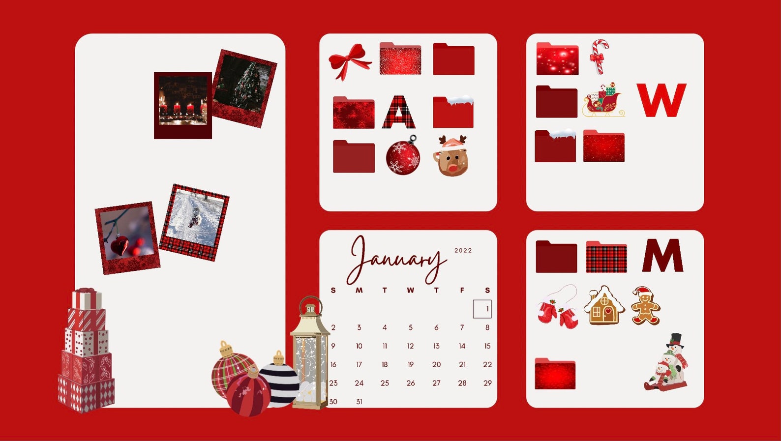 Christmas Desktop Folder Icons for Mac | Red, Burgundy, Winter, Snow ...