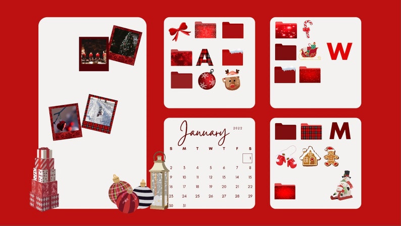 Christmas Desktop Folder Icons for Mac Red Burgundy - Etsy
