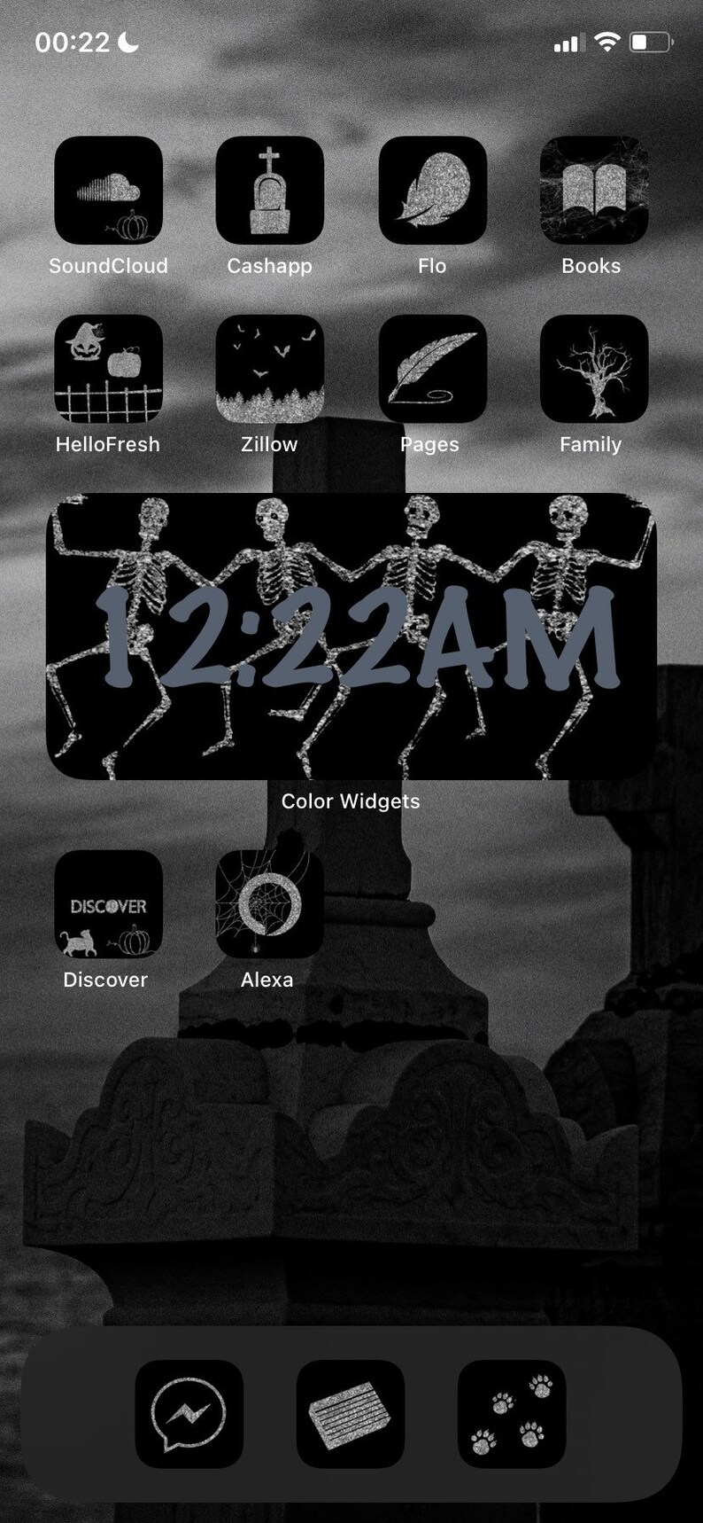 Halloween App Icons Black Glitter Spooky Season Minimal - Etsy