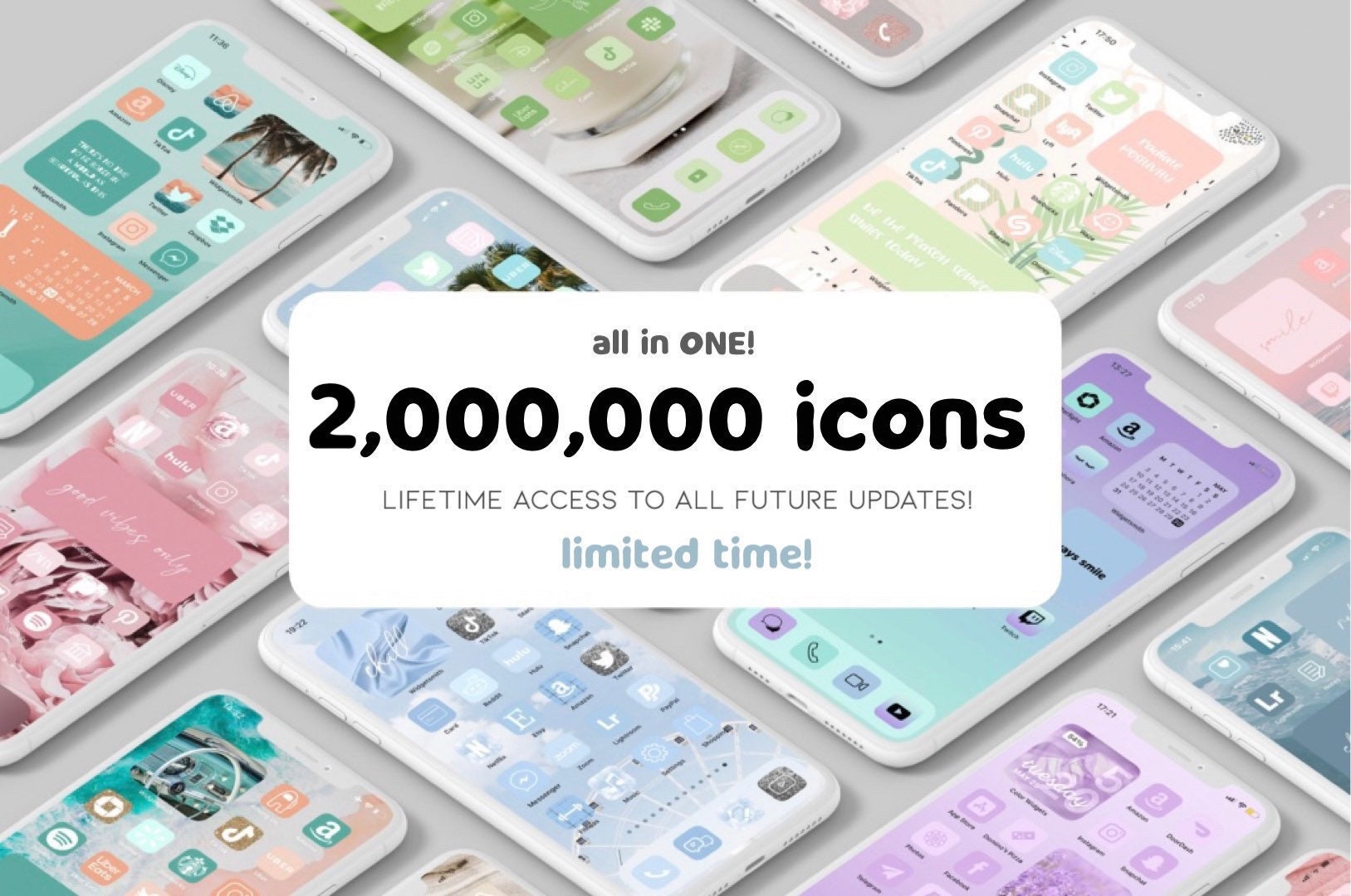 Promo Offer App Icons ALL IN ONE Blue Pink Lilac Green | Etsy