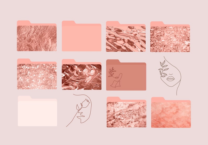 Desktop Folders Rose Gold Pink Blush Rose Peachy Summer | Etsy