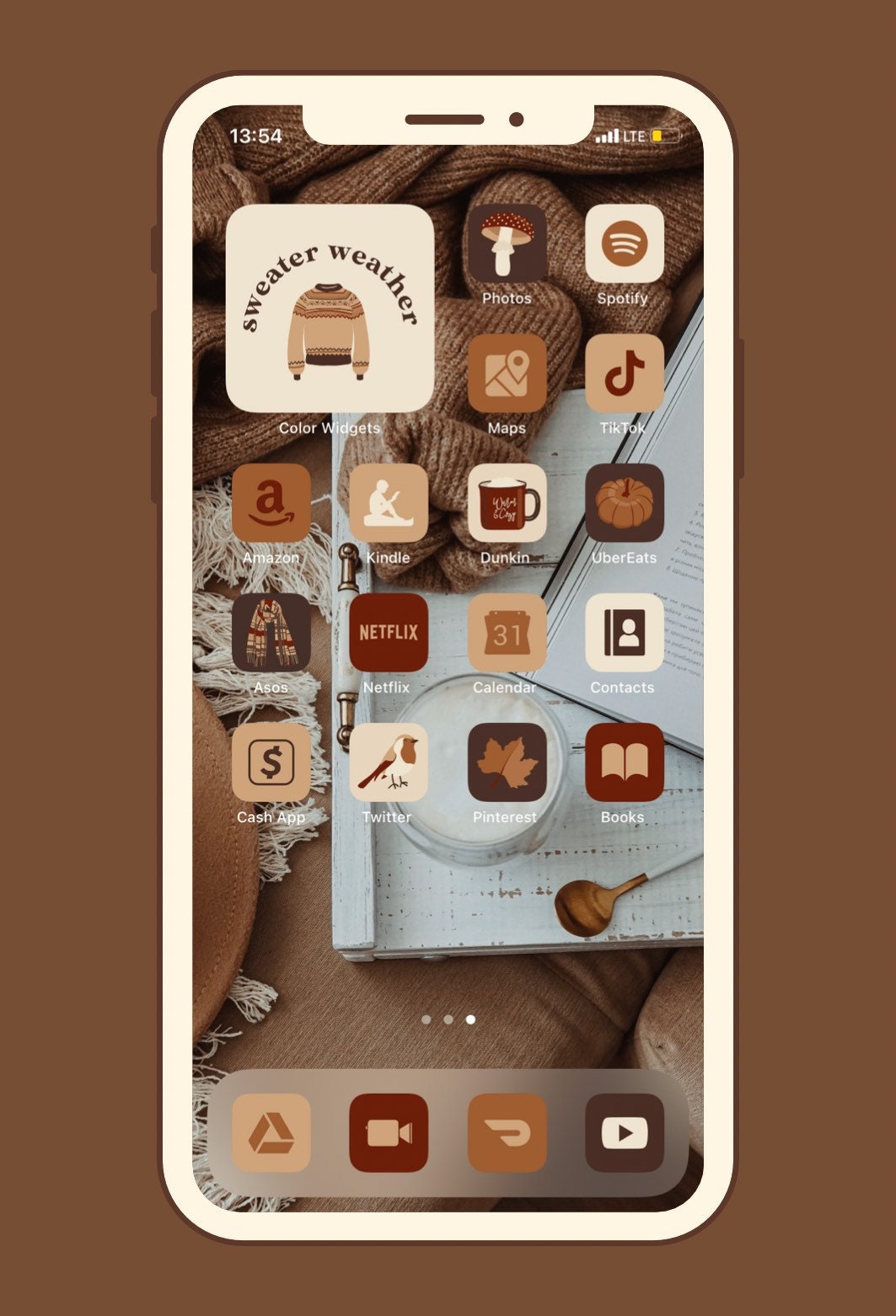 10,000 App Icons - Jump Into Fall / Brown, Beige, Leaves, Autumn Theme ...