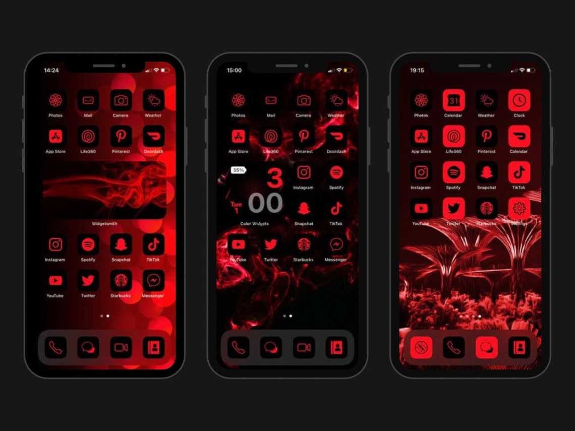 Red and Black App Icons iOS 14 Theme minimalist icons | Etsy