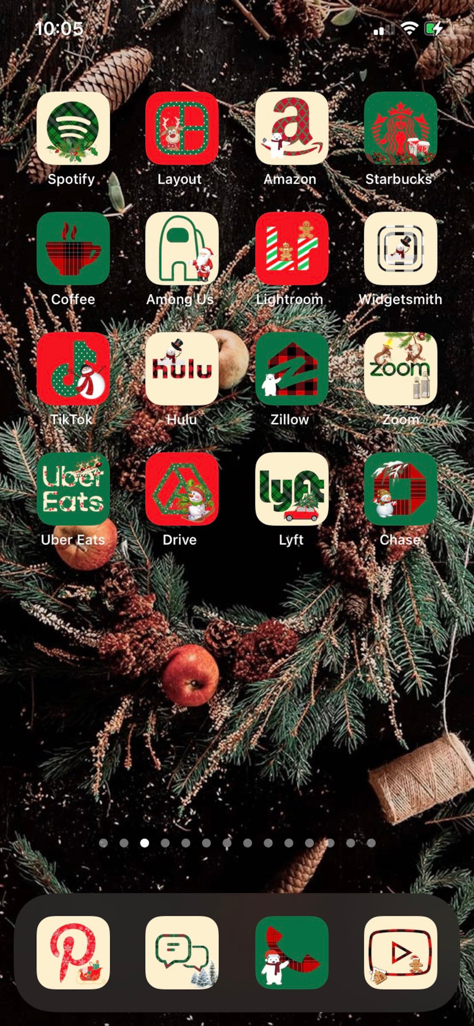App Icons Vintage Christmas Ios 14 Xmas Red and Green | Etsy