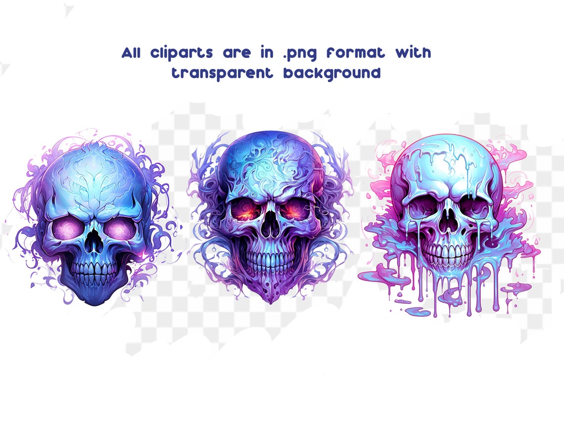 Halloween Spooky Skulls Bundle Clipart Template - Etsy