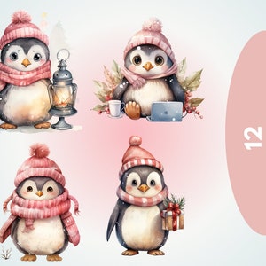 Clipart Baby Pink Penguin Winter PNG Template Christmas Scratchbook ...