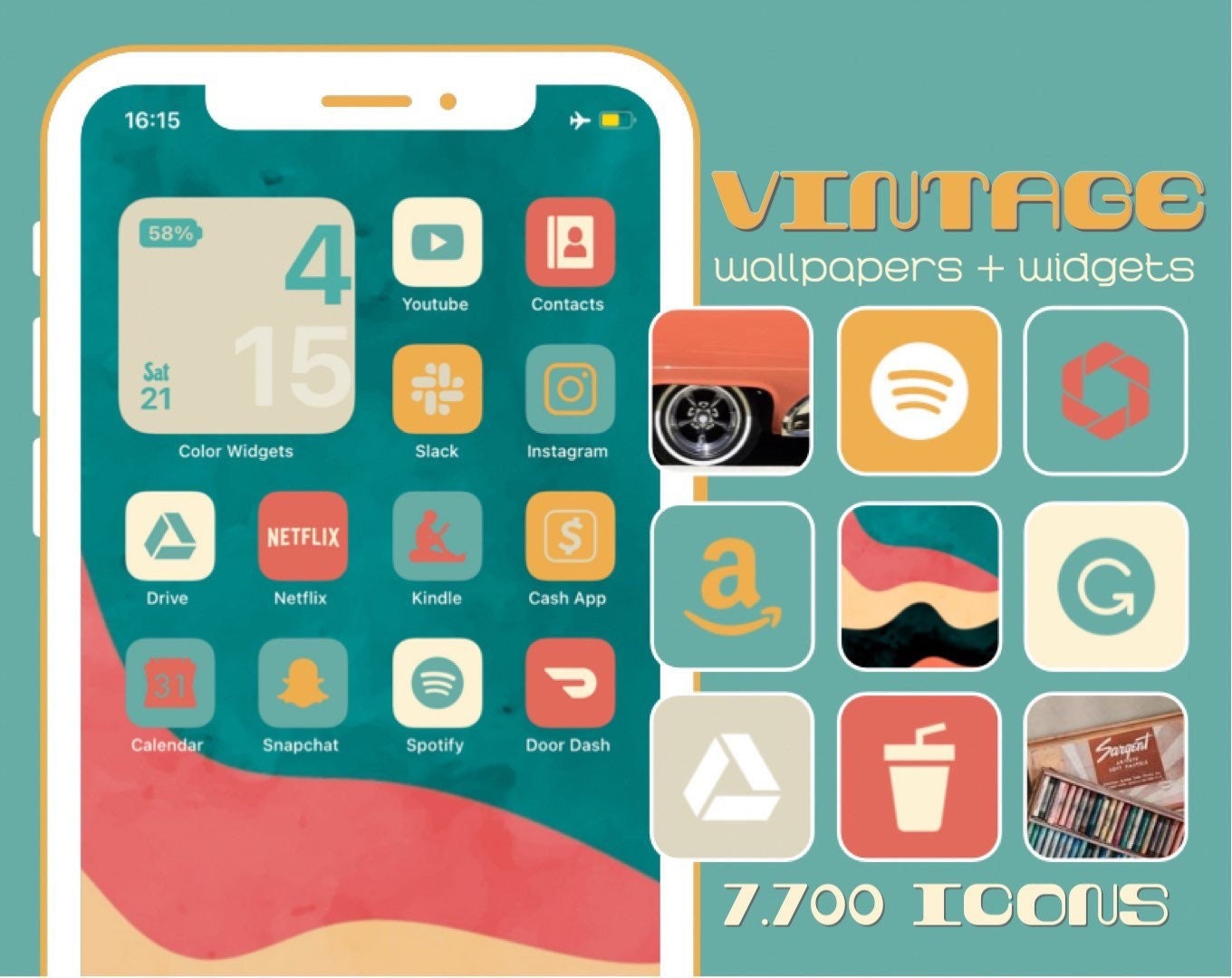 MEGA Bundle App Icons Summer Teal Beach Vibrant Beige - Etsy