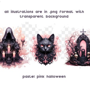 Halloween Pink Pastel Clipart PNG Template Downloadable - Etsy
