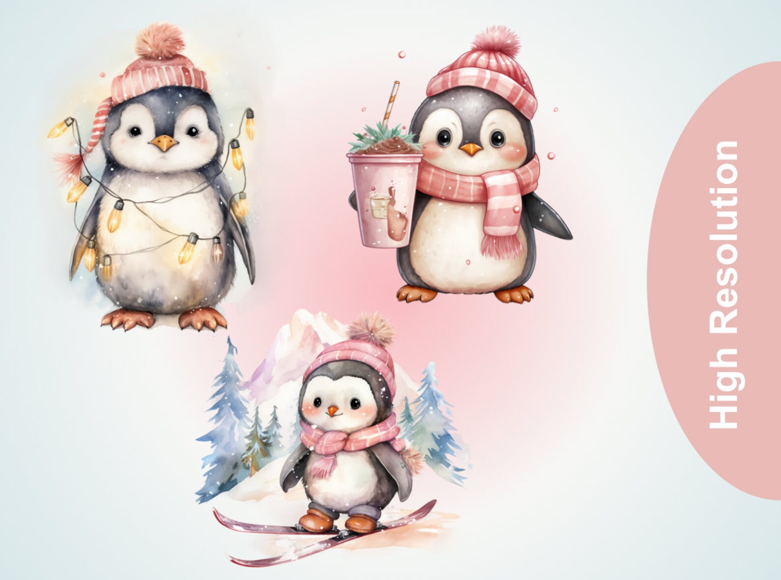 Clipart Baby Pink Penguin Winter PNG Template Christmas Scratchbook ...