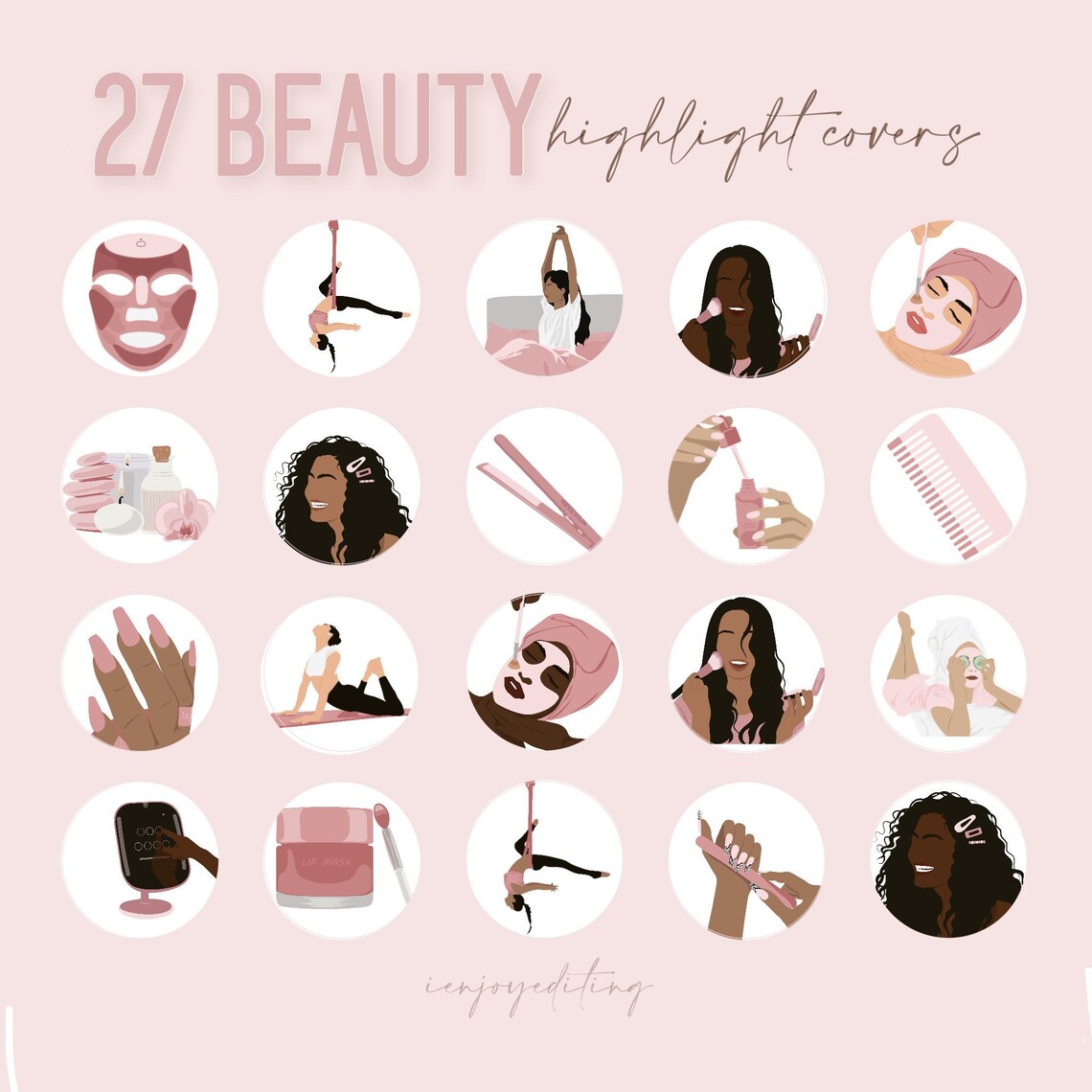 Highlight Covers Beauty Makeup Yoga Nails Hair Skincare | Etsy