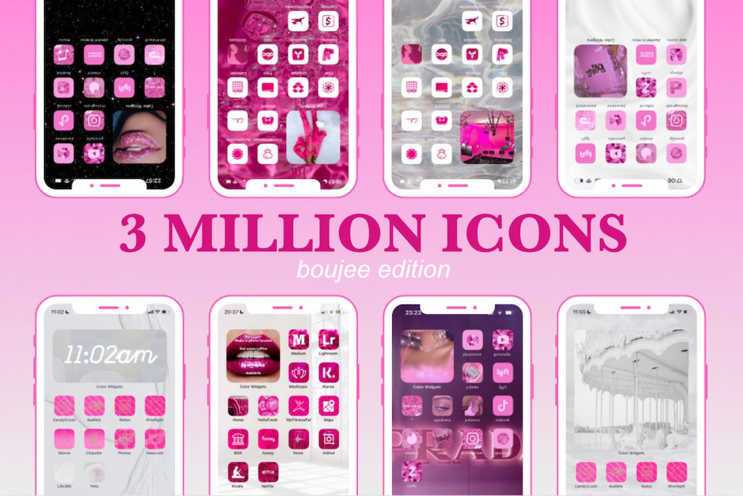 MEGA Bundle App Icons Pink Boujee , Glitter, Sparkles, Fuchsia, Pink ...