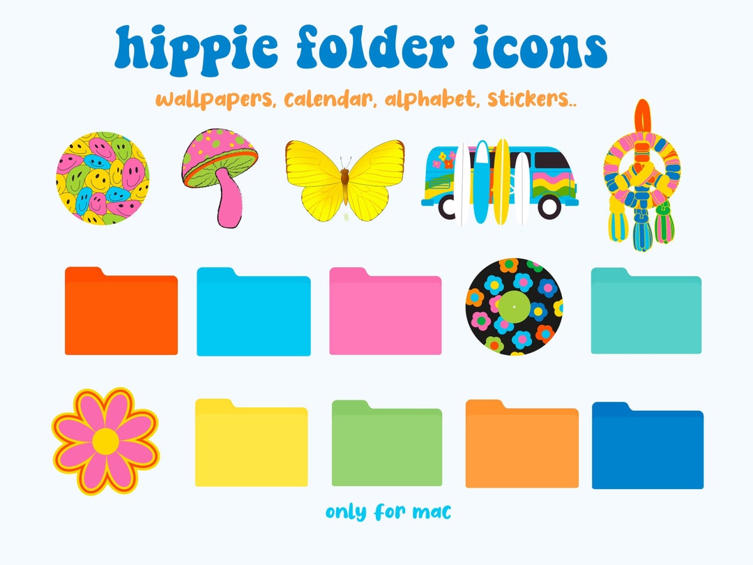 65 Folder Icons Hippie Desktop, Colorful, Blue, Yellow, Orange, Retro ...