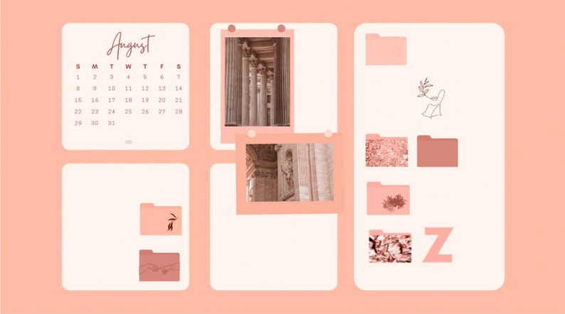 Desktop Folders Rose Gold Pink Blush Rose Peachy Summer | Etsy