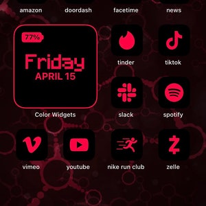App Icons Neon Red, Black App Covers, Custom Your Home Screen - Etsy