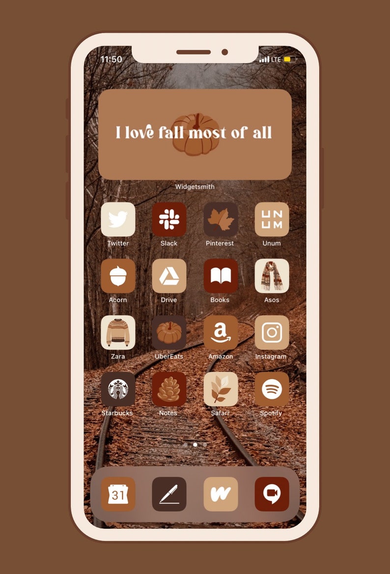 10,000 App Icons - Jump Into Fall / Brown, Beige, Leaves, Autumn Theme ...