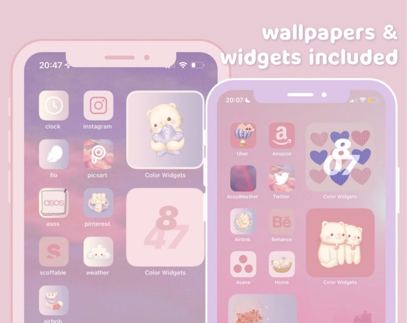 3,600 App Icons Kitties, Pastel Pink, Soft Purple, Lilac, Cute ...