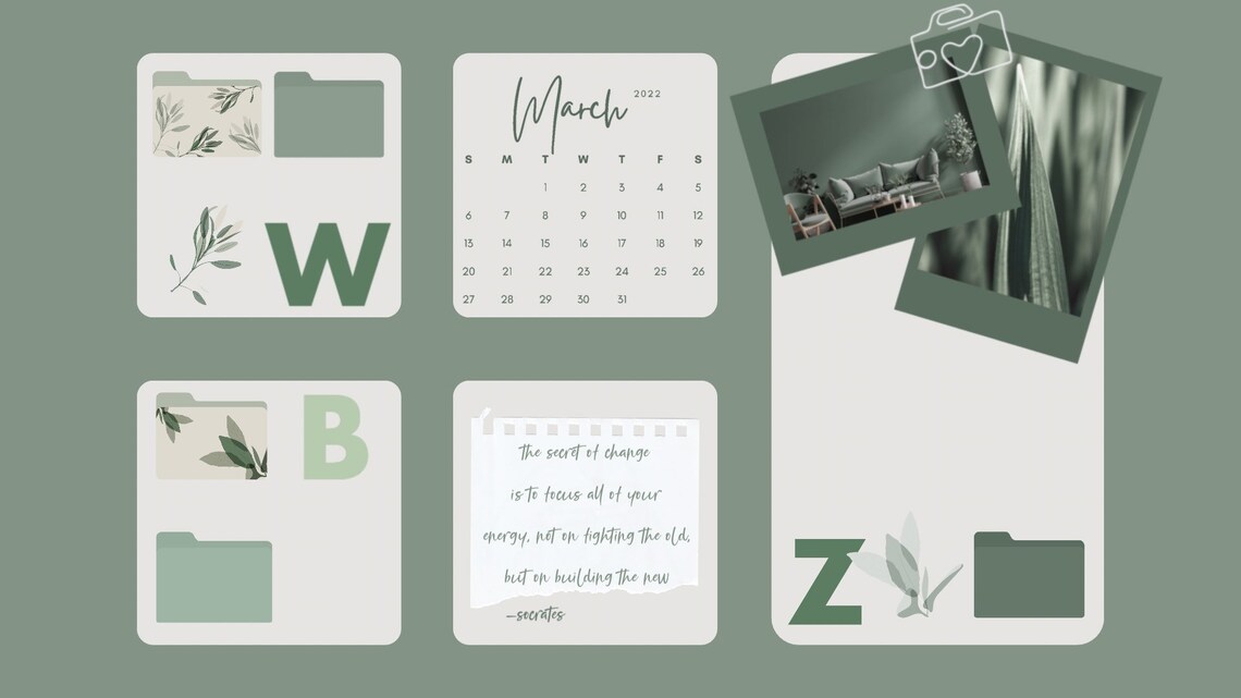 Desktop Folder Icons Sage Folder Covers Green Neutral - Etsy