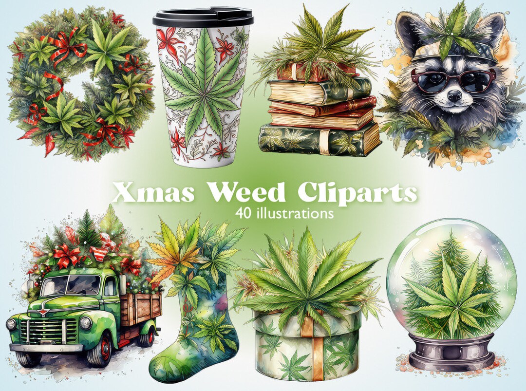 Clipart Christmas Weed PNG Template High Resolution Sublimation - Etsy