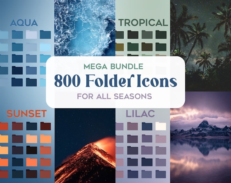 MEGA Bundle Desktop Folder Icons Summer Autumn Winter Dark - Etsy