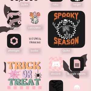 App Icons Retro Halloween, Pink, Orange, Black Ghost Web Widget ...