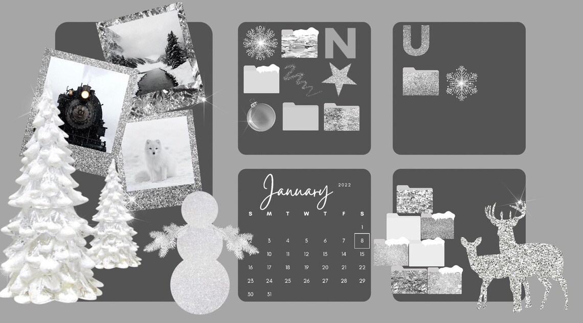 Magical Winter Folder Icons Desktop Silver Folder Covers | Etsy