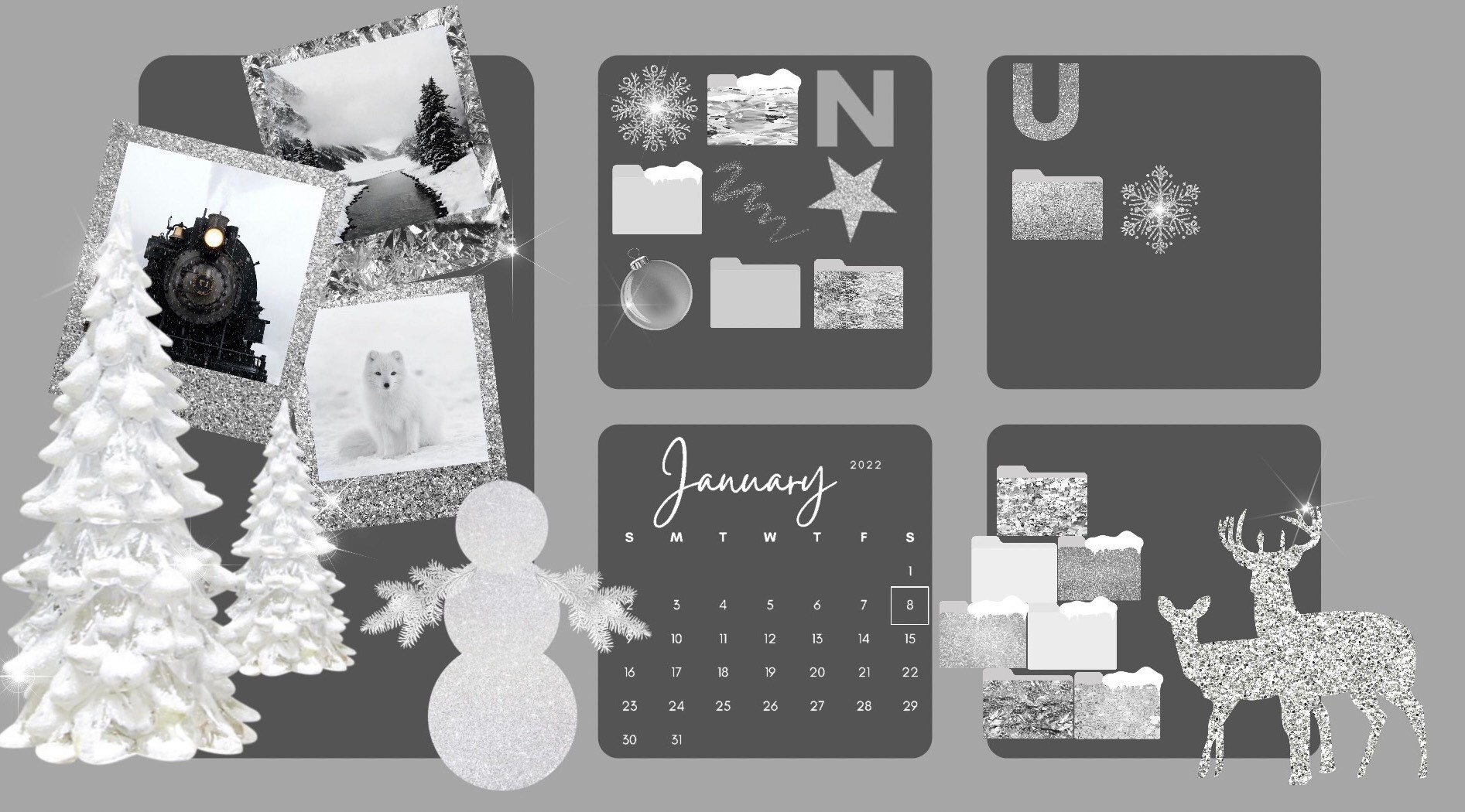 Magical Winter Folder Icons Desktop Silver Folder Covers | Etsy