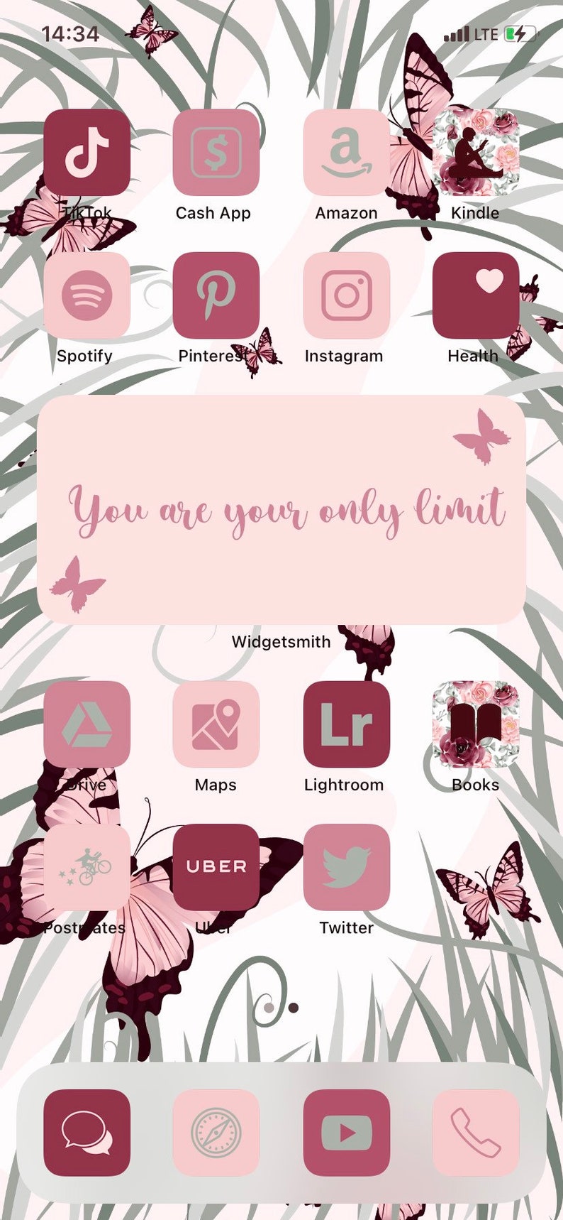 Rose Themed App Icons Ios 14 Pink Summer Floral Burgundy - Etsy