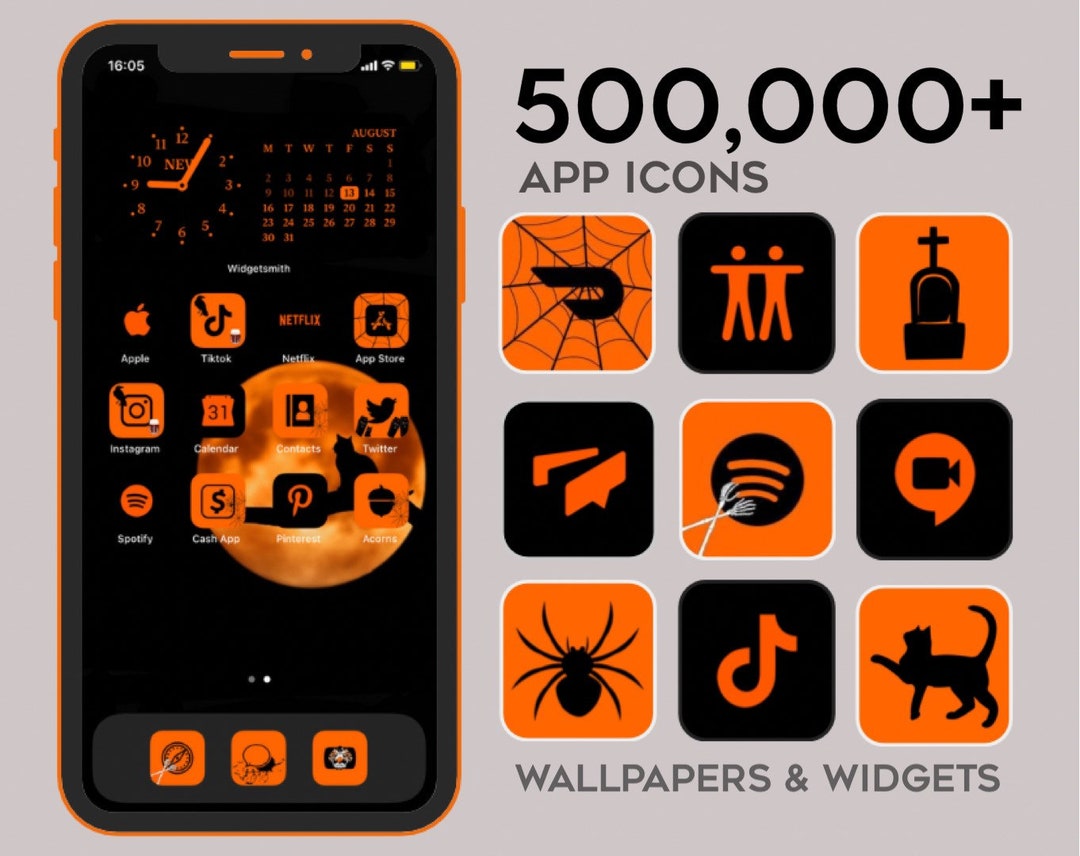 Halloween Pumpkin App Icons | Orange, Black, Spooky Season | Aesthetic ...