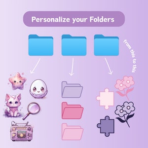 Mauve Bundle Kawaii Desktop Folder Icons, Summer, Strawberry, Bakery ...