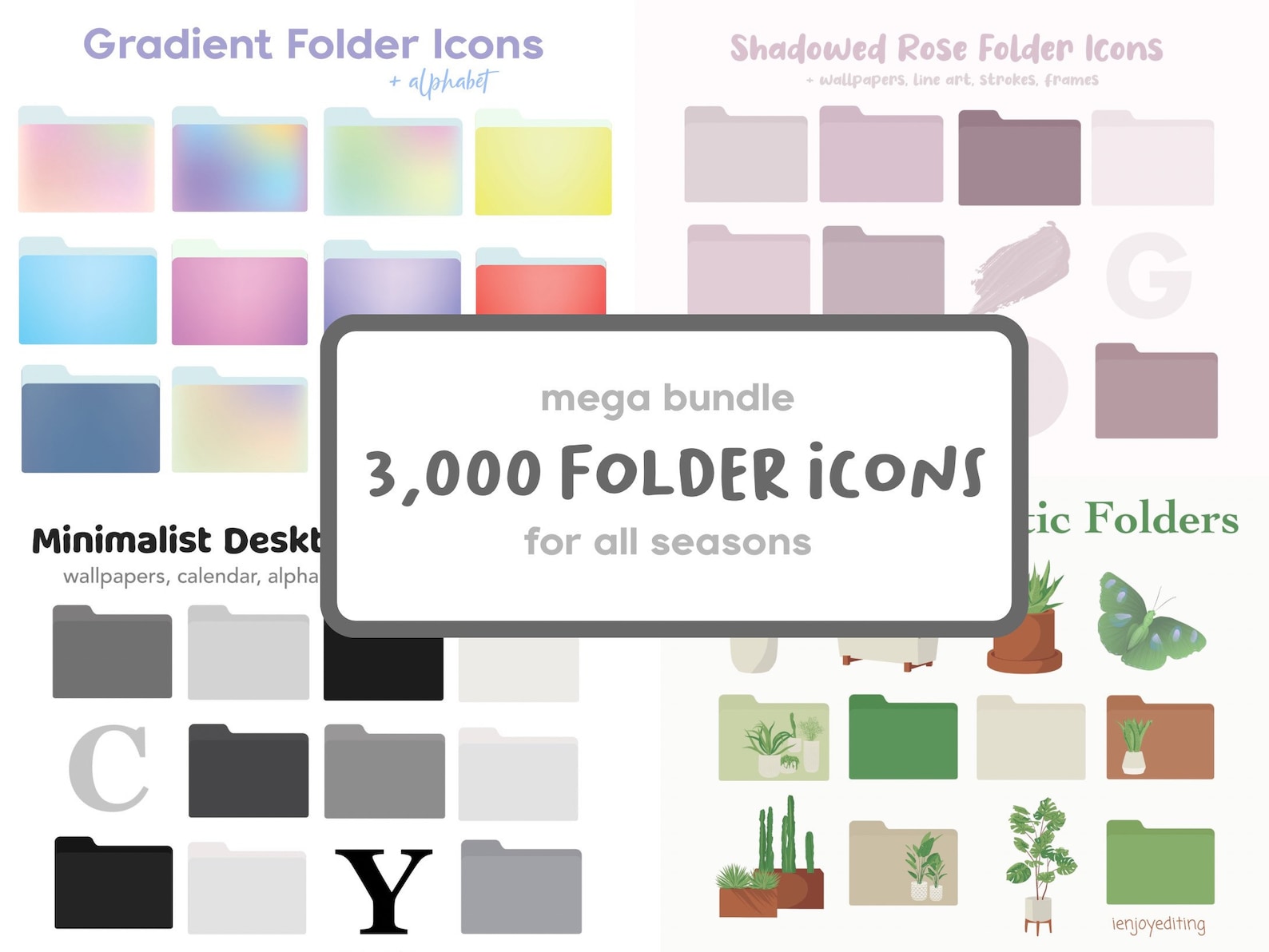 MEGA BUNDLE Folder Icons Purple Beige Pink Light Blue - Etsy