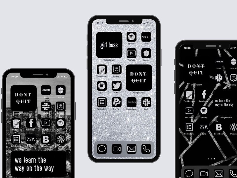 Ios 14 App Icons Posh Silver Glitter Sparkle Black Moody - Etsy
