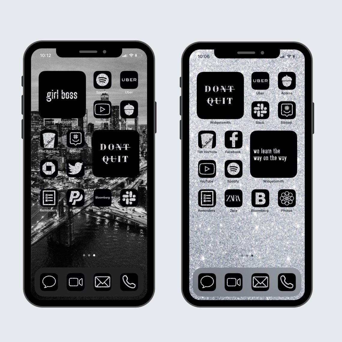 Ios 14 App Icons Posh | Silver, Glitter, Sparkle, Black, Moody Icons ...