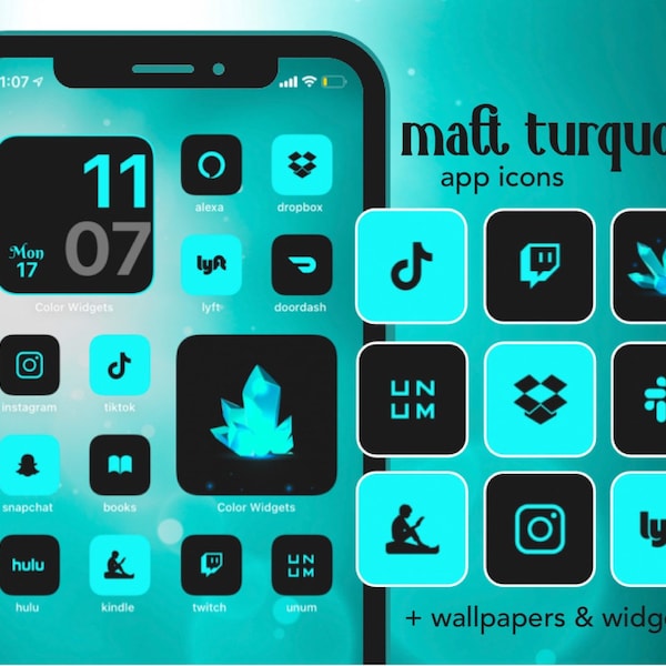 Neon Blue App Icons - Etsy