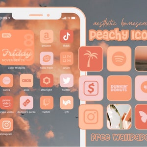 Peachy App Icons, Summer, Orange, Colorful, Pink, Red, Vintage, Beach ...